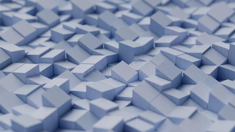 3d Render Motion Design Looped Wave Blue Wooden Cubes Cylinders Chaotic ...