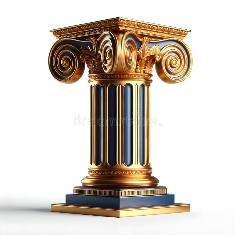 3D Render Moulding Column Blue and Gold Ai Generator Stock Illustration ...