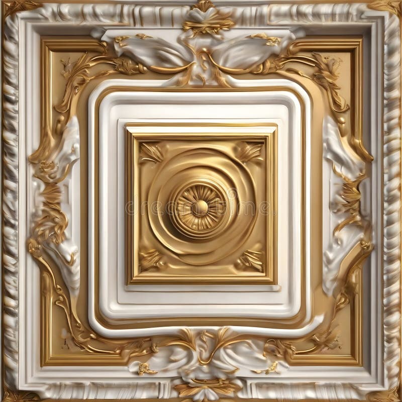 3d Render Moulding Interior Wall Panel Carving Ceiling Stock ...