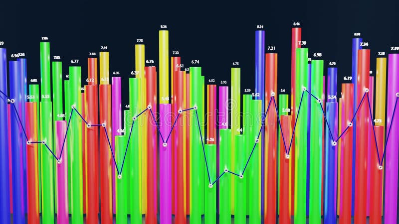 3d Render. Multicolor Bars, Counters and Graph Stock Illustration ...