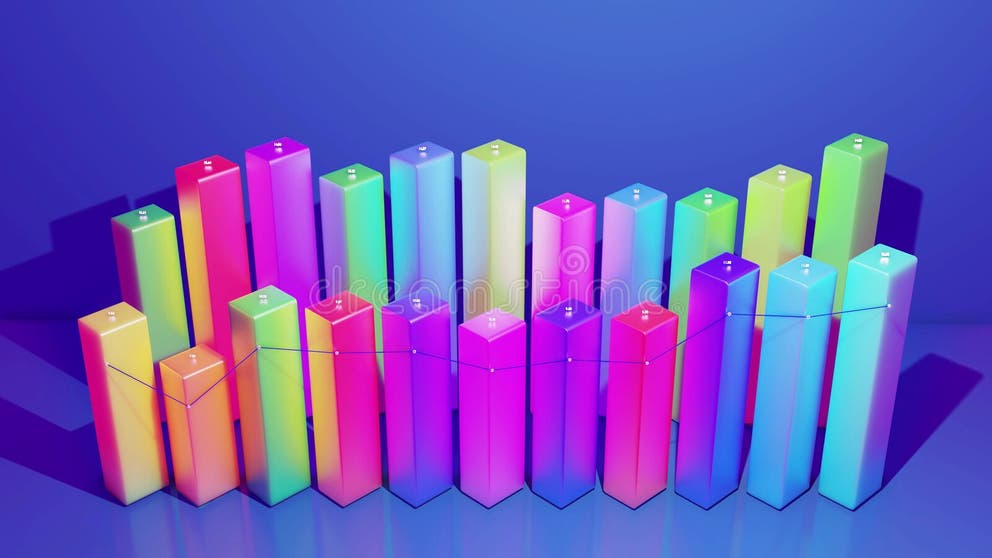 3d Render. Multicolor Bars, Counters and Graph Stock Illustration ...