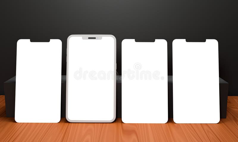 3D Render of Multiple Mobile Tempered or Blank Smartphone Screens ...