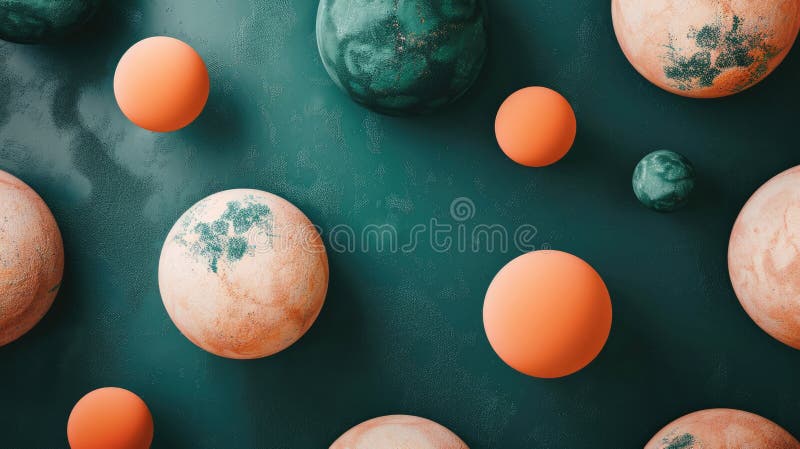 3d Render of Multiple Spheres with Realistic Marble Texture Laying on a ...