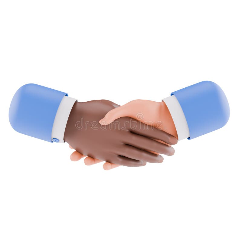 Multiracial Handshake on White Background Signifying Unity Stock ...