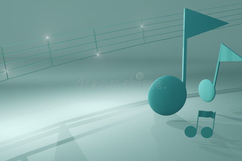 3d Render of Music Notes and Staff with Shining Highlights on a Pastel ...