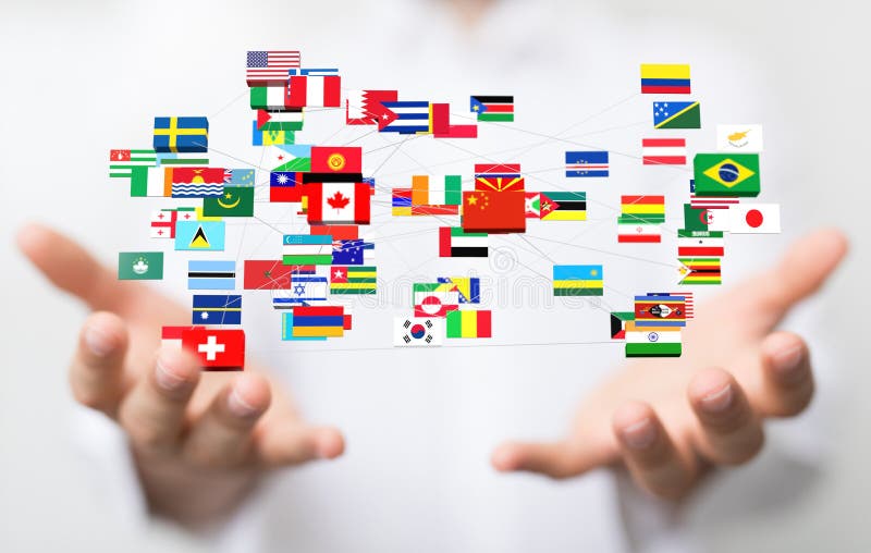 3D Render of National Flags of the World - Global Communication and ...