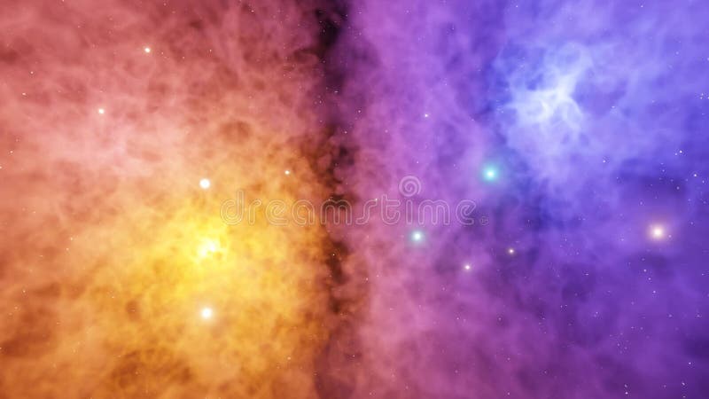 3d Render Nebula Loop Background with Glowing Star and Blue Orange ...