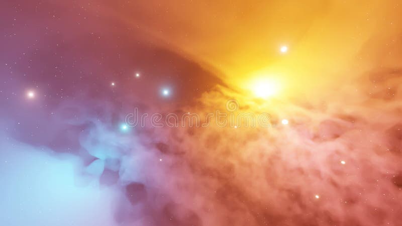 3d Render Nebula Loop Background with Glowing Star and Blue Orange ...