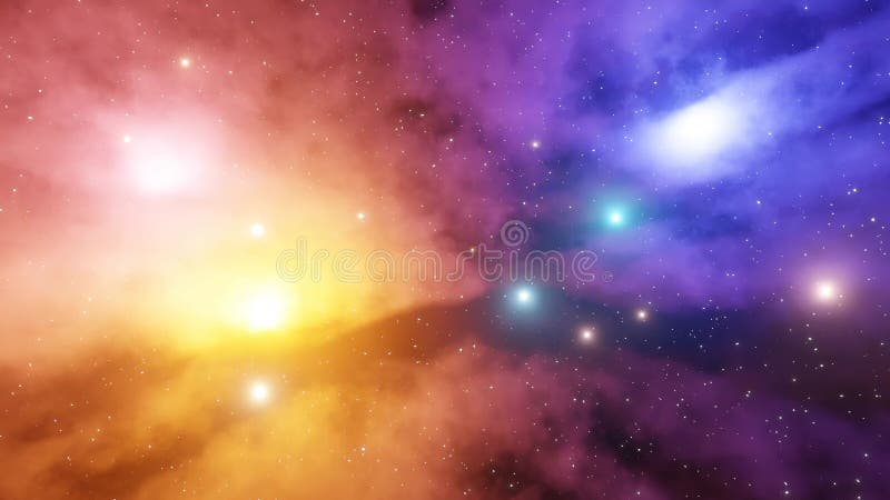 3d Render Nebula Loop Background with Glowing Star and Blue Orange ...