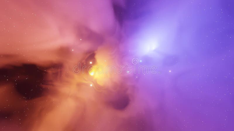 3d Render Nebula Loop Background with Glowing Star and Blue Orange ...