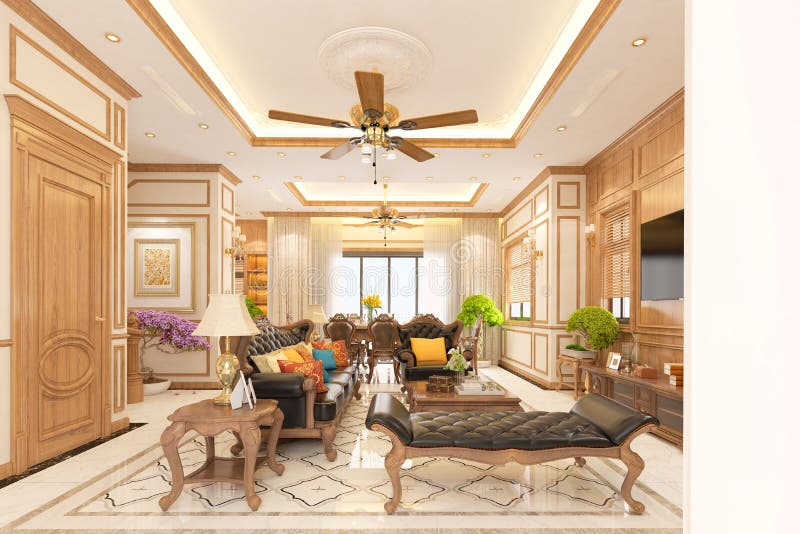 3d Render of Neo Classic Home Interior Stock Illustration ...