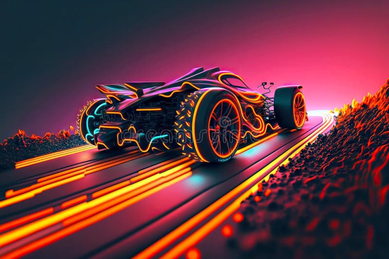 Bright Racing Car on Track for High-speed Competitions Motorsport ...