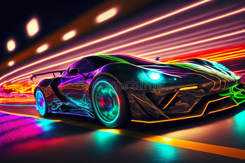 Bright Racing Car on Track for High-speed Competitions Motorsport ...