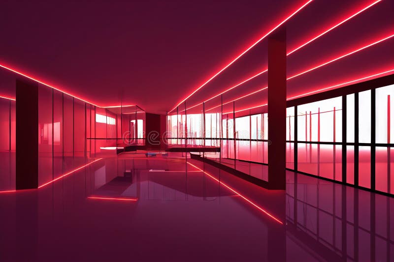 3d Render Neon Background in Form of Perspective View of Tunnel with ...