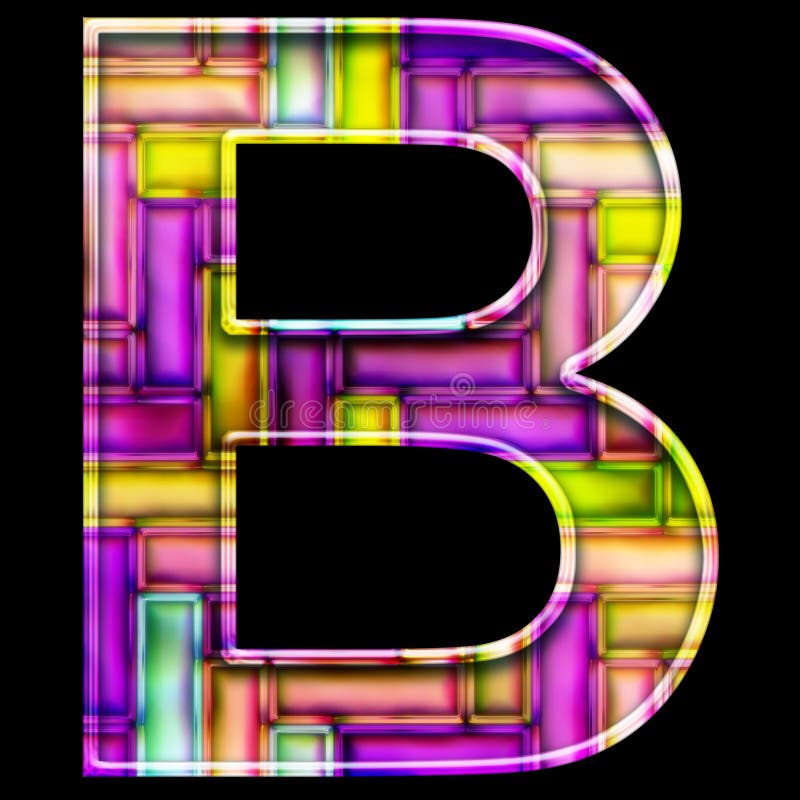 3D Render of Neon Bricks Alphabet Letter B Stock Illustration ...