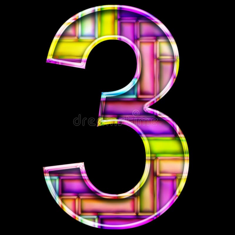 3D Render of Neon Bricks Number 3 Stock Illustration - Illustration of ...