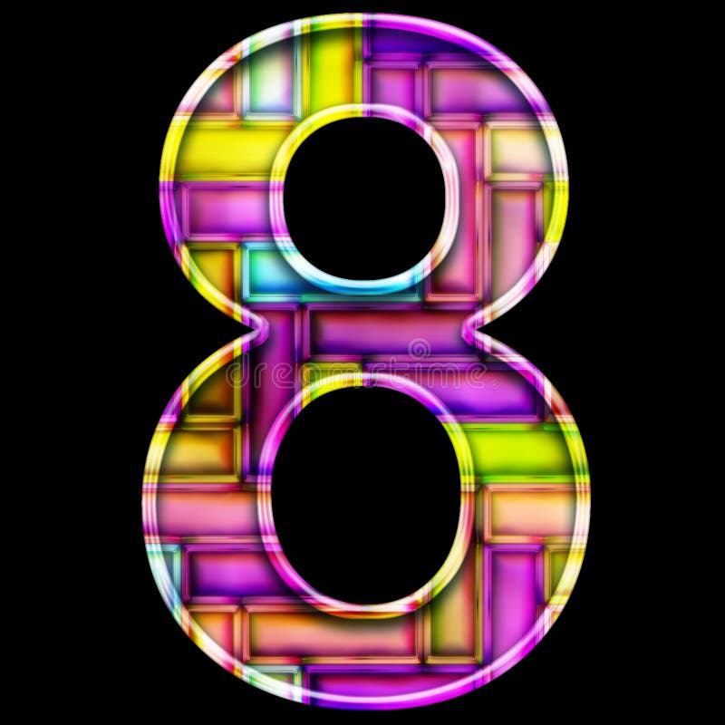 3D Render of Neon Bricks Number 8 Stock Illustration - Illustration of ...