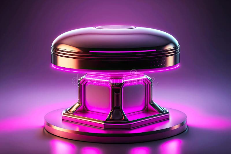 3d Render Neon Dome Shaped Figure Standing on Table Stock Illustration ...