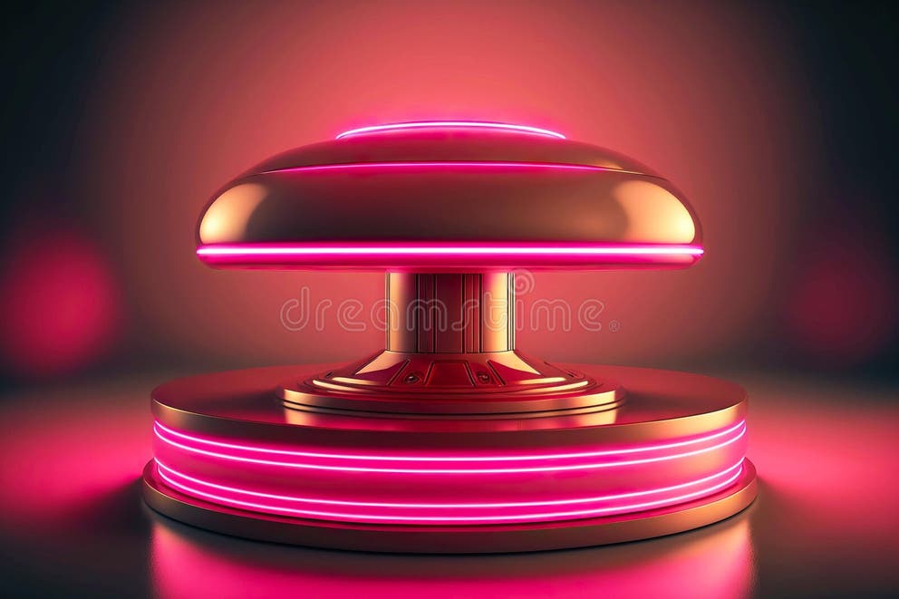 3d Render Neon Dome Shaped Figure Standing on Table Stock Illustration ...