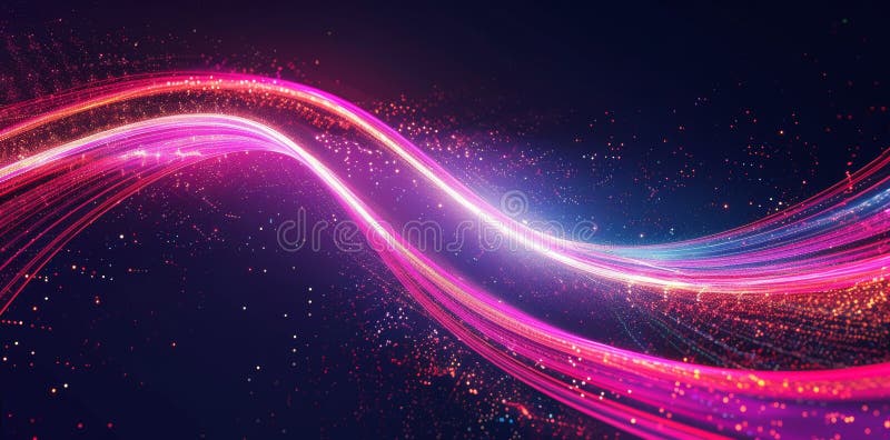 A 3d Render with Neon Glowing Lines on an Abstract Background ...