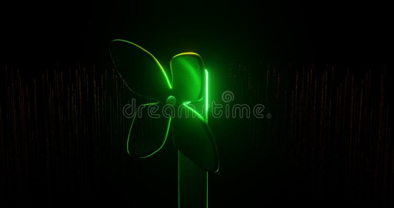 Render with Neon Green Leaf Shaped Wind Turbine Stock Illustration ...