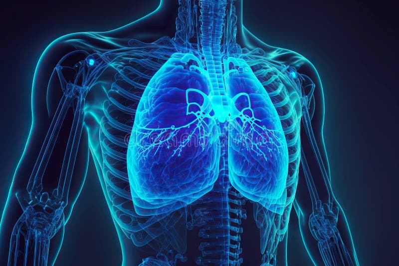 3D Render Neon Image of Internal Human Organs with Blue Backlight Stock ...