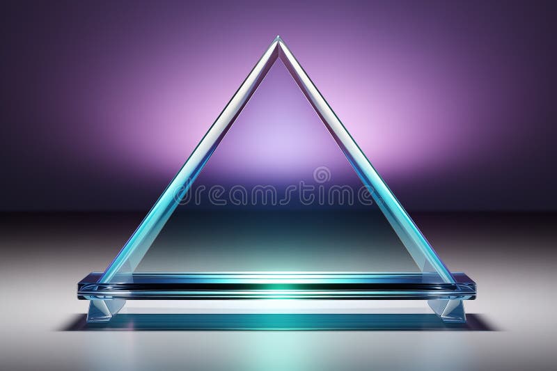 3d Render, Neon Light Triangle, Virtual Reality Stock Illustration ...