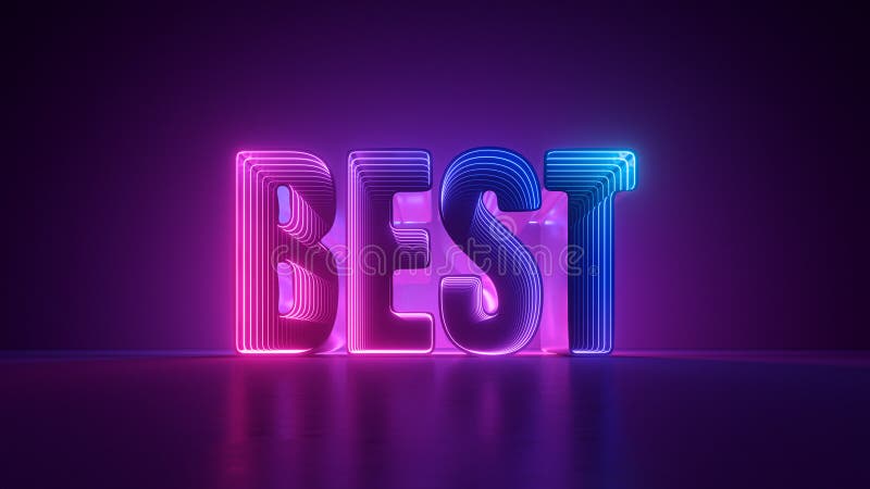3d Render, Neon Word Best Glowing with Ultraviolet Light Stock ...