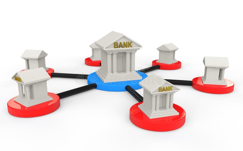 3d Render of Network of Bank Buildings Stock Illustration ...