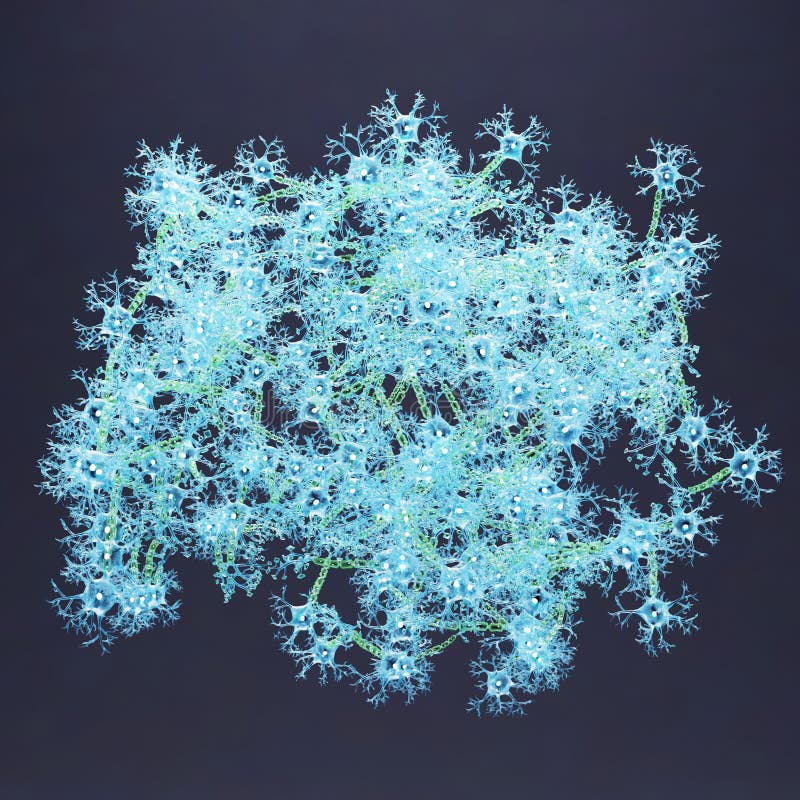 3D Render of Neural Network Stock Illustration - Illustration of neuron ...