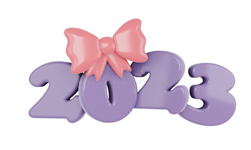 3D Render New Year 2023 Number with Bow. Stock Illustration ...
