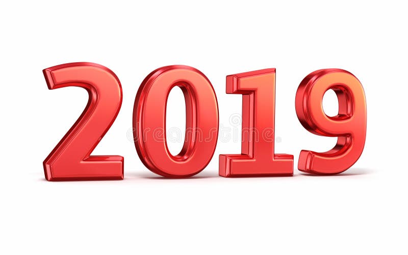 New Year 2019 Red 3d Render Stock Illustration - Illustration of metal ...