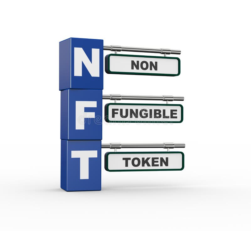 3d Render of NFT Nonfungible Tokens Stock Illustration - Illustration ...
