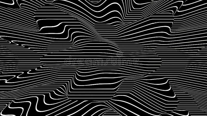 3d Render Noisy Surface With Abstract Black And White Striped Texture Seamless Loop Lines