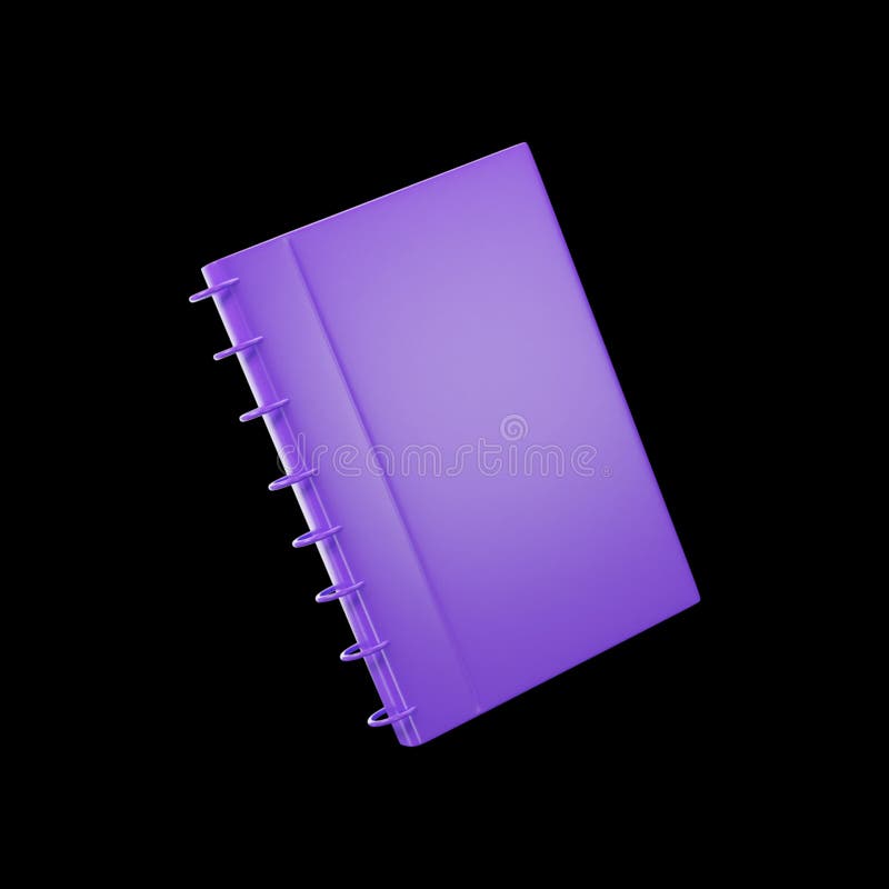 3D Render of Notebook Icon in Purple Color on Black Stock Illustration ...