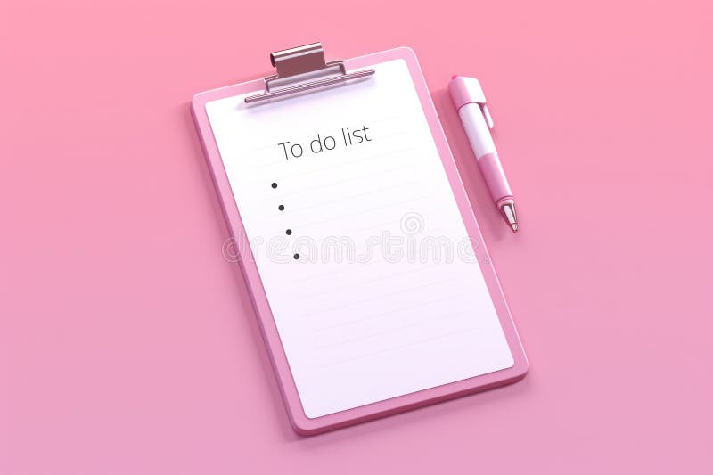 3d Render of Notepad with To Do List and Pen Stock Illustration ...