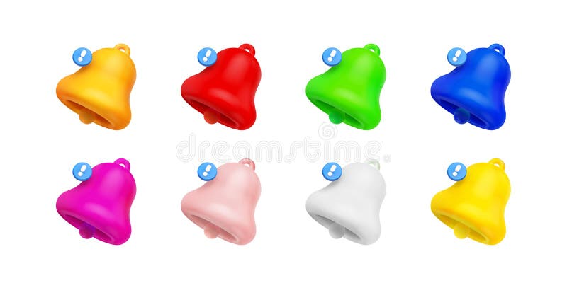 3d Render Notification Bells, Color Unread Message Stock Vector ...