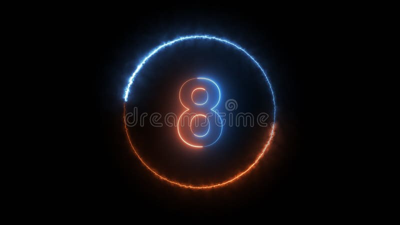 3d Render, Number Eight Glowing in the Dark Stock Vector - Illustration ...
