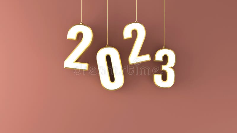3D Render of 2023 Number Hang Against Copper Background for New Year ...