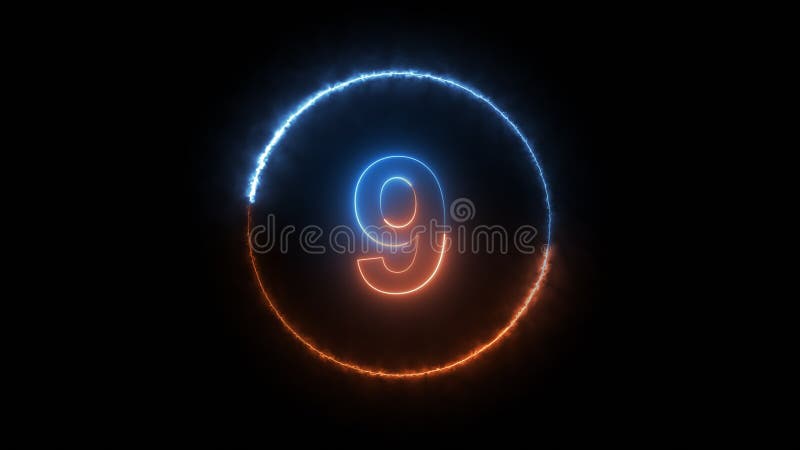 3d Render, Number Nine Glowing in the Dark Stock Vector - Illustration ...