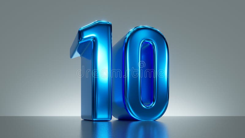 3d Render, Number Ten, Blue Glossy Metallic Symbol. Top Chart Stock ...