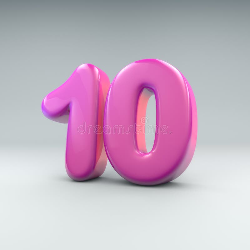 3D Render of the Number 10 in Pink Bubbly Style Stock Illustration ...