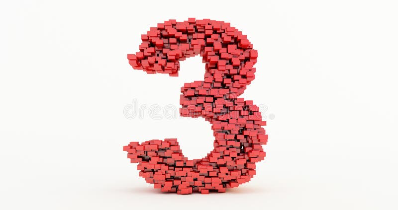 Number Three from Building Bricks, Concept of Red Bricks that Build Up ...