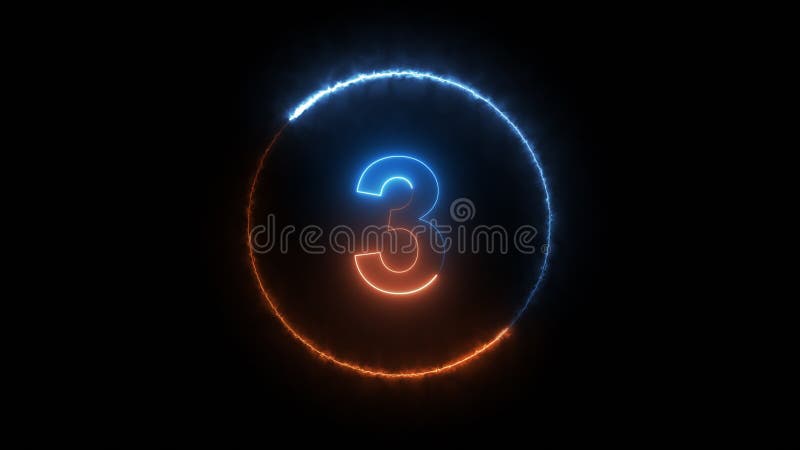 3d Render, Number Three Glowing in the Dark, Neon Light Stock ...