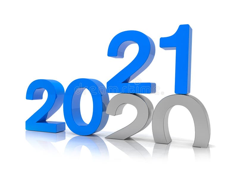 3d Render of the Numbers 2020 and 21 in Blue Over White Background ...