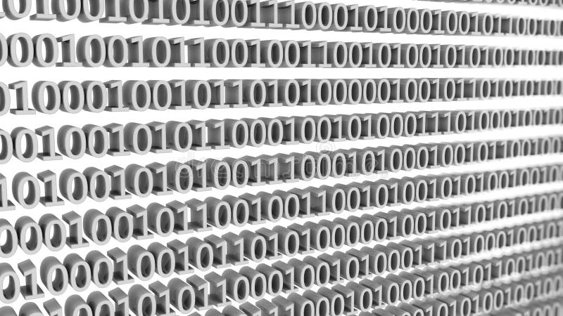 3d Render Numbers Zero And One In Binary Code Stock Illustration