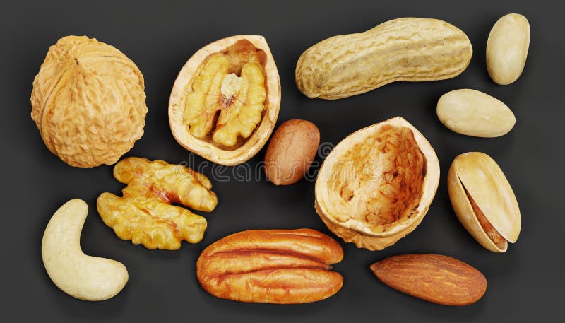 3D Render of Nuts Collection Stock Illustration - Illustration of ...