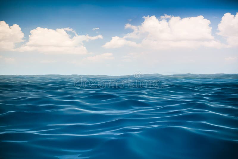 3d Render of Ocean and Beautiful Blue Sky Stock Illustration ...