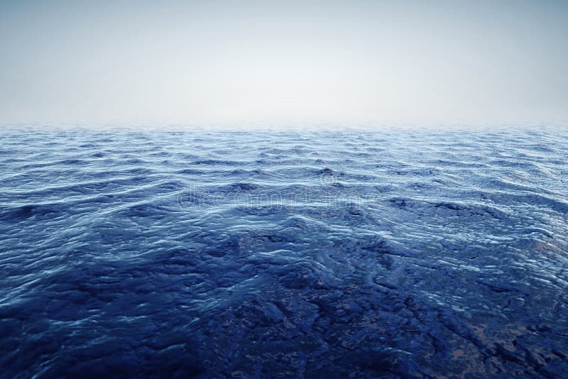 3d Render of Ocean and Beautiful Blue Sky Stock Illustration ...
