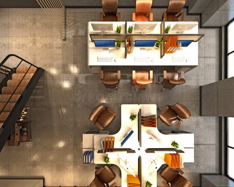 3d Render of Office Interior Stock Illustration - Illustration of ...